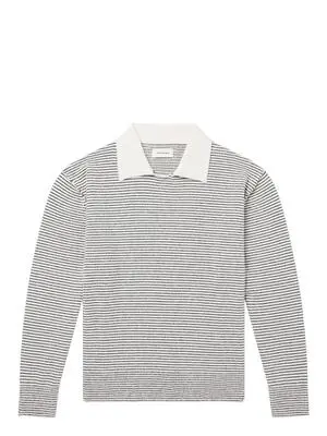 MFPEN Charming Striped Wool Polo Sweater - Gray