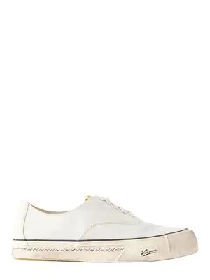 Visvim Logan Distressed Canvas Sneakers - White