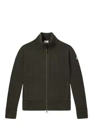 MONCLER Moncler - Logo-Appliquéd Wool And Cashmere-Blend Zip-Up Cardigan - Men - Green - M