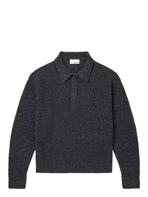 SAGE NATION SAGE NATION - Ribbed-Knit Wool Polo Sweater - Men - Gray - S