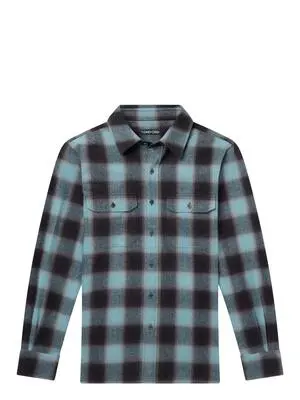 TOM FORD Checked Cotton-flannel Shirt - Blue