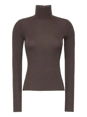 Max Mara Virgin Wool High-neck Sweater Brown