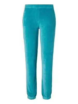 Suzie Kondi Simera Cotton-blend Velour Tapered Sweatpants - Turquoise