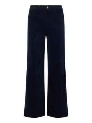 FRAME Le Slim Palazzo Shrunken Pocket Corduory High-rise Wide-leg Pants - Blue