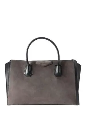 Givenchy Antigona Leather-trimmed Suede Tote Dark Gray