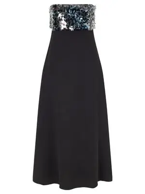 Staud Phoenix Sequin-embellished Crepe Midi Dress - Black