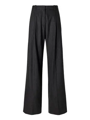 Khaite August Pleated Wool-blend Straight-leg Pants Gray