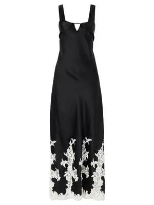 Simkhai Lea Lace-trimmed Satin Maxi Dress - Black