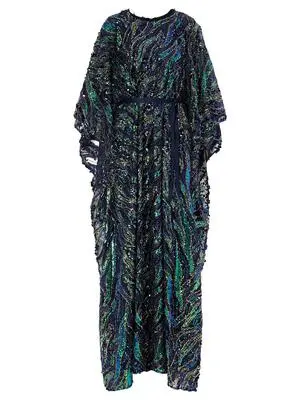 TALLER MARMO Firefly Belted Draped Sequined Tulle Gown - Multi