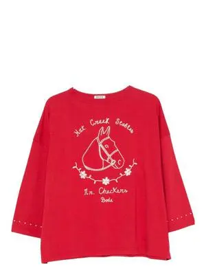 BODE Stables Graphic-print Three-quarter-sleeve T-shirt - Red