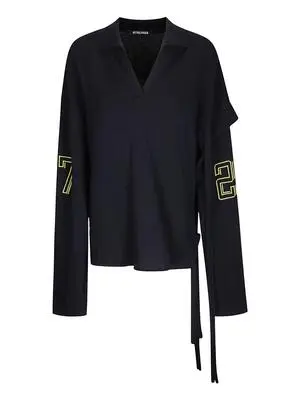 Ottolinger V-neck Knit Top - Black