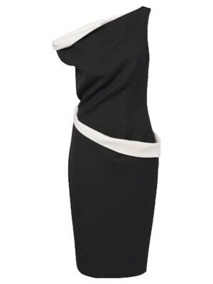 RÓHE Paneled One-shoulder Wool-blend Midi Dress - No