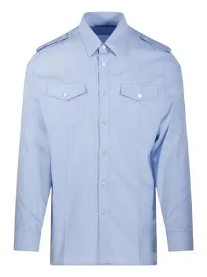 Gucci Gg Jacquard Epaulette Shirt - Blue