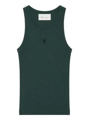 AMI Paris De Coeur Ribbed Tank Top - Green