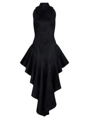 Alaïa Ruffled High-neck Dress - Black
