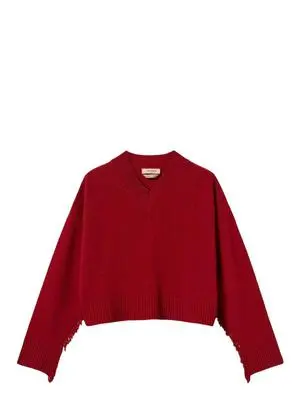 TWINSET Wool Blend Jumper With Fringes Red