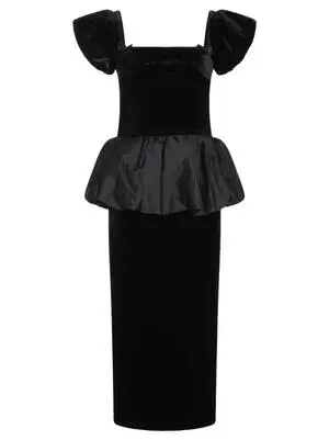 SELF-PORTRAIT Self-Portrait Puff-Sleeve Peplum Dress