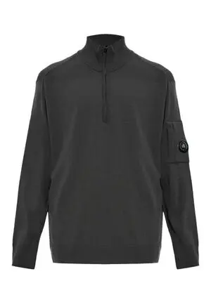 C.P. COMPANY Lens-detail Quarter-zip Sweater Grey