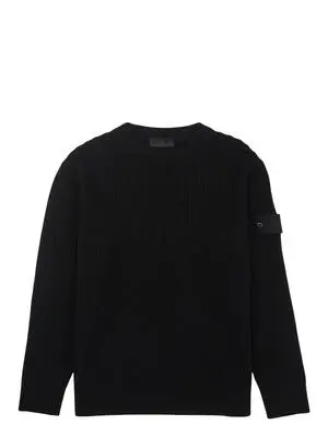 Stone Island Ribbed Logo-patch Sweater Black