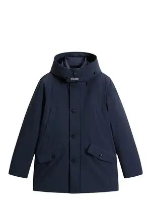 Woolrich Hooded Logo Patch Down Jacket - Navy