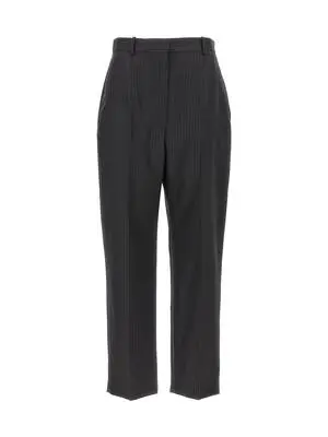 Alexander McQueen Mcqueen Women Pinstripe Pants Gray