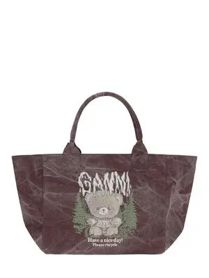 GANNI Medium Trapeze Teddy Print Shopping Bag - Multicolor