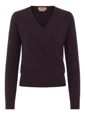 TWINSET Wrap V-neck Knitted Sweater - Black