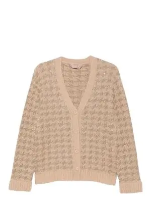 TWINSET Sequin-embellished Houndstooth Cardigan - Beige