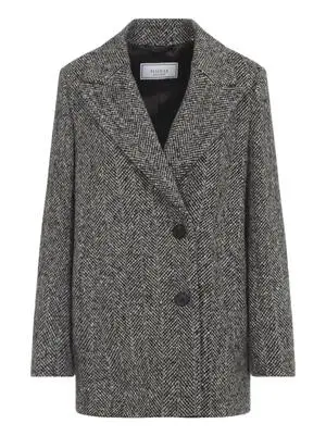 Peserico Herringbone Short Coat - Black