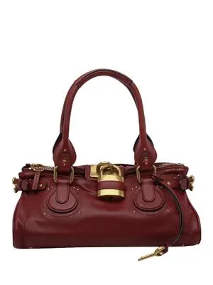 Chloé Paddington Lock Plaque Shoulder Bag - Red