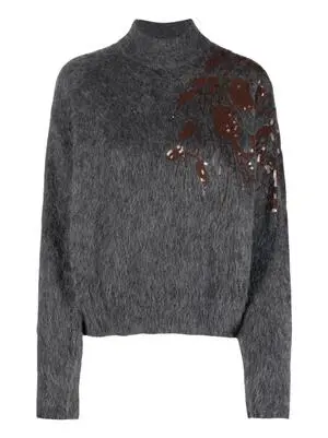 Brunello Cucinelli Sequin-embellished Knitted Jumper - Black