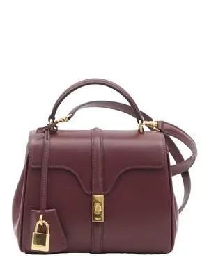Celine Mini 16 In Satinated Calfskin - Red