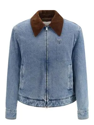 AMI Paris De Coeur Denim Jacket - Blue
