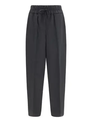 AMI Paris Wool Pants With Elasticated Waist - Black