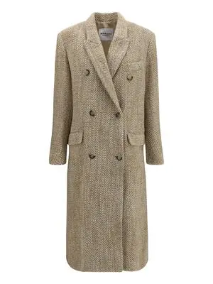 Isabel Marant Étoile Marant Pilda Herringbone Wool-blend Coat - Cream