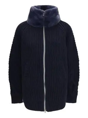 Herno High-neck Fur Jacket - Blue