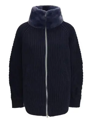 Herno High-neck Fur Jacket - Blue