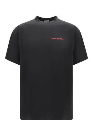 Balenciaga Cotton Logo T-shirt - Black