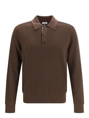 Burberry Long-sleeve Wool Polo - Brown