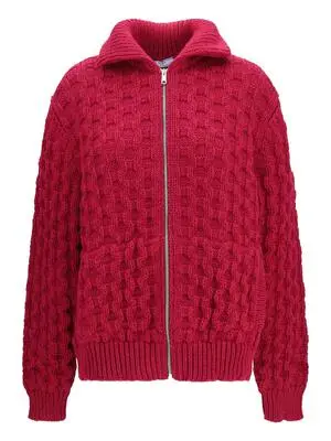 Prada Aran Wool Zip Cardigan - Pink