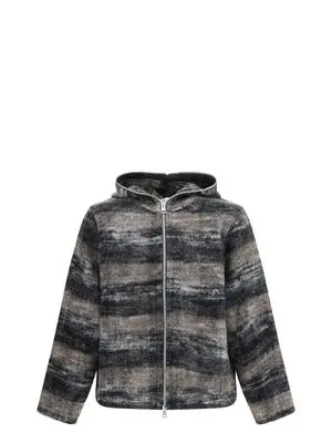 Our Legacy Our Legacy Men Hooded Checked Knit Sweatshirt Gray