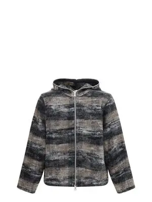 Our Legacy Our Legacy Men Hooded Checked Knit Sweatshirt Gray