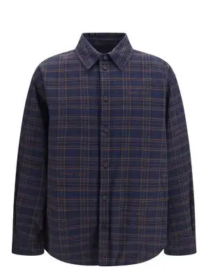 Off-White Oversized Padded Flannel Shirt - Blue