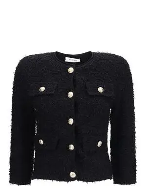 BALMAIN Balmain Women Double-Breasted Tweed Cropped Jacket With Logo Buttons