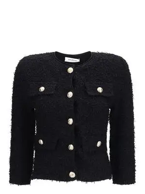 BALMAIN Balmain Women Double-Breasted Tweed Cropped Jacket With Logo Buttons