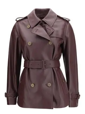 Burberry Short Leather Trench Coat - Multicolor