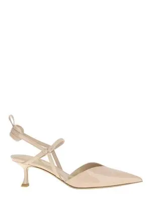 Fendi Patent Leather Colibrì Slingback Pumps - Cream