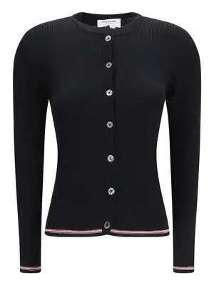 Thom Browne Ribbed Merino Wool Cardigan - Black