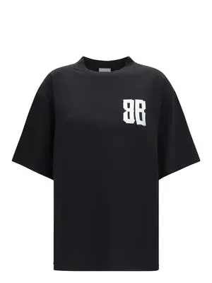 Balenciaga Balenciaga Women Glitter Logo T-Shirt Black