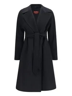 Max Mara Ravenna Coat In Virgin Wool - Black